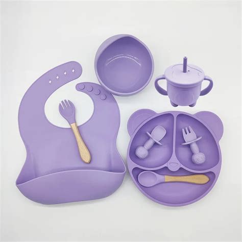 Talheres Do Beb Pcs Conjunto Prato De Jantar De Silicone Para Beb S