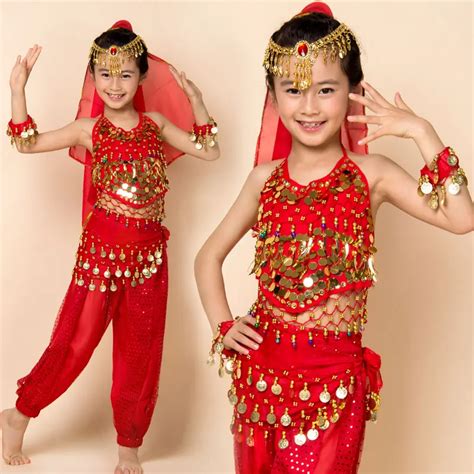 Crianças roupas de dança do ventre definir indiano de dança infantil