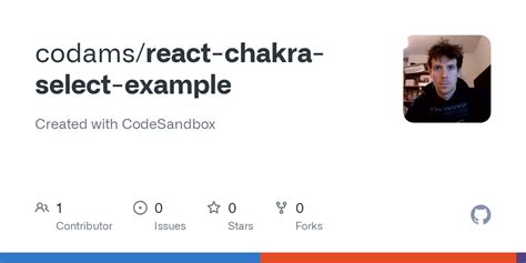 github codams react chakra select example created with codesandbox