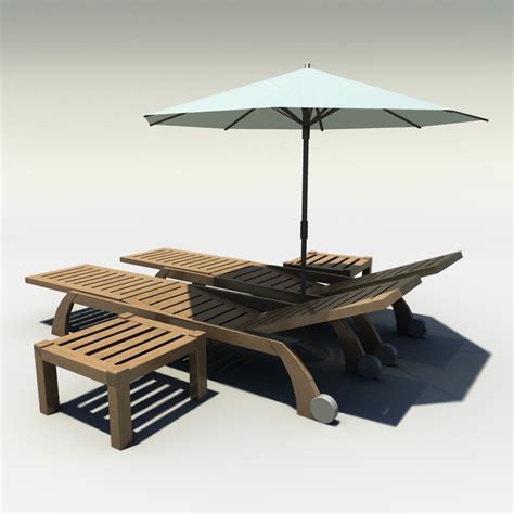 Sunbed Wooden D Obj Ma Max Fbx Ds Free D