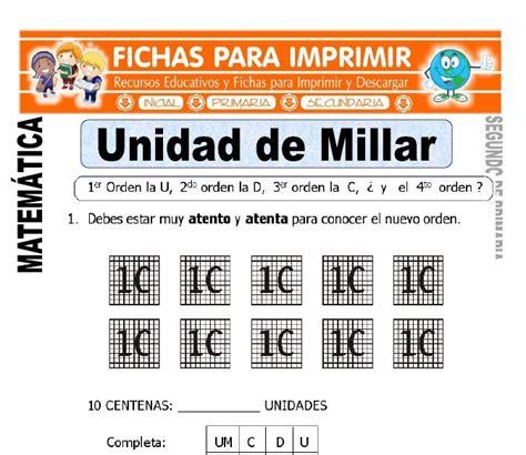 Unidad De Millar Para Segundo De Primaria Fichas Para Imprimir
