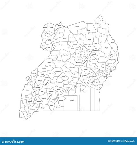 Uganda Political Map Of Administrative Divisions Stock Vector