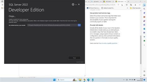 installation failed after downloading on windows 11 for microsoft sql server 2022 exit code
