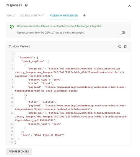 Custom Payload Response Dialogflow Cornmarl