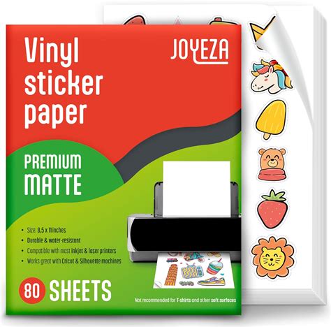 JOYEZA Premium Printable Vinyl Sticker Paper For Inkjet Printer 80