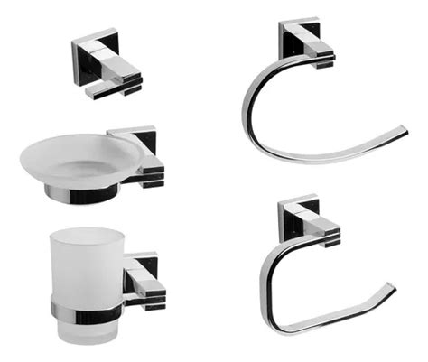 Set De Baño Kit Accesorios Completo 5 Piezas Cromado Kübel MercadoLibre