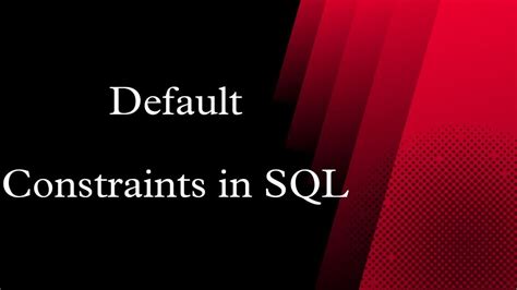 default constraint in sql youtube