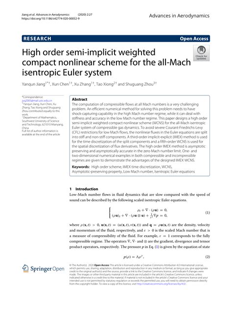 pdf high order semi implicit weighted compact nonlinear scheme for the all mach isentropic