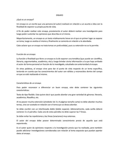 Qu Es Un Ensayo Ensayo Qu Es Un Ensayo Un Ensayo Es Un Escrito