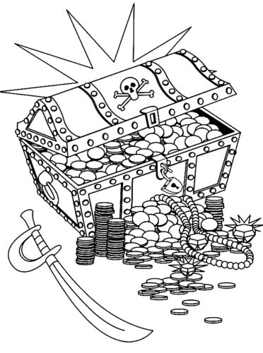 Pirate Treasure Coloring Page Turkau