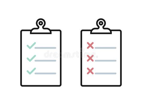 Clipboard Icon Set Check Mark And Cross Mark On Check List Vector