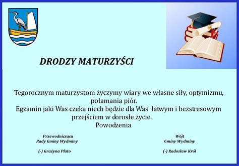 Wydminy Yczenia Dla Maturzyst W
