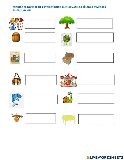 Inversas Al El Il Ol Ul Worksheet