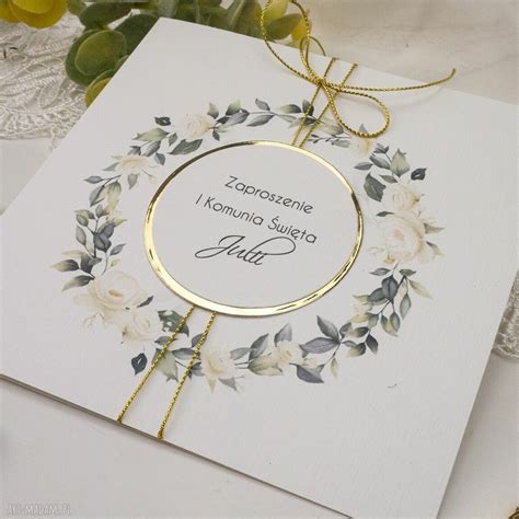 Zaproszenia na Komunię Chrzest Kwiaty3 Ręcznie ღ art Madam pl