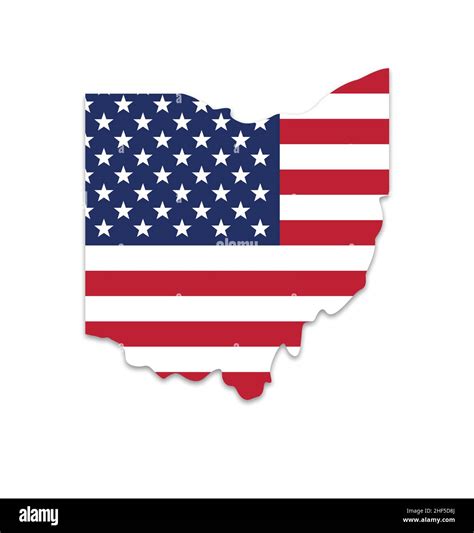 Ohio Oh State Shape With Usa United States Of America Flag Vector