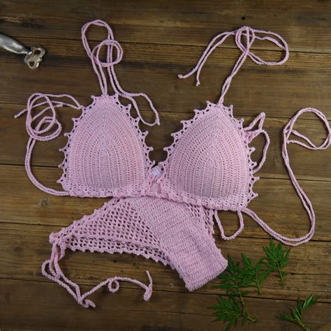 Beach Womens Summer Crochet Bikini Sets Sexy Crochet Swimwear Padded Bikini Swimsuit Bathing