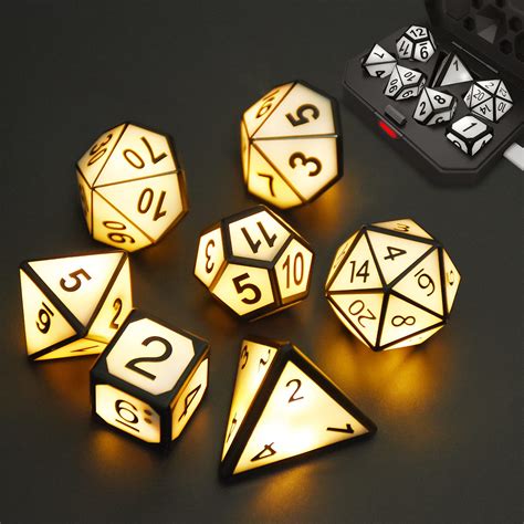Buy HTPOWLight Up DND Dice Set Of 7 USB Rechargeable Role Playing Dice