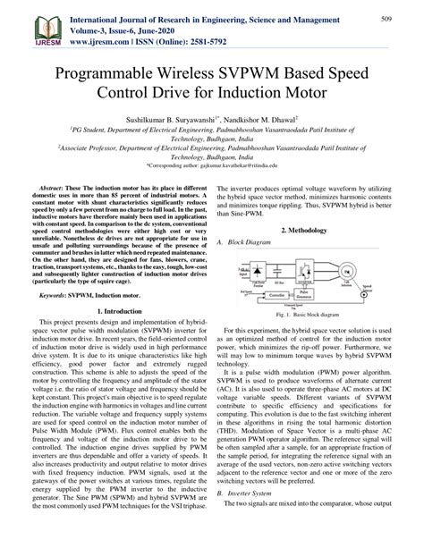 pdf programmable wireless svpwm based speed control drive for induction motor ijersm