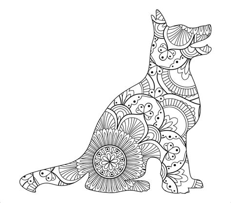 perro mandala página para colorear para niños y adultos animal mandala