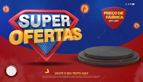 Banner Super Ofertas Base 3D Varejo PSD Editável download Designi