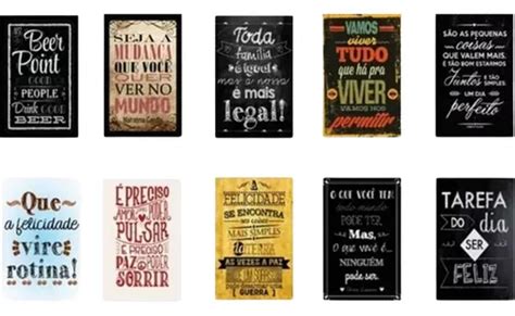 Kit 10 Placas Decorativas Frases Mdf3mm 30x20cm Parcelamento Sem Juros