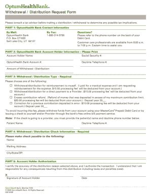 Fillable Online Withdrawal Distribution Request Form Fax Email Print