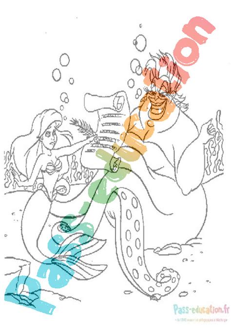 Coloriage gratuit de la petite sirène téléchargement impression pdf