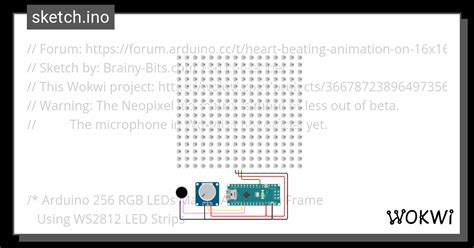 Heart Beating Animation On 16x16 LED Matrix With Sound Sensor Wokwi ESP32 STM32 Arduino