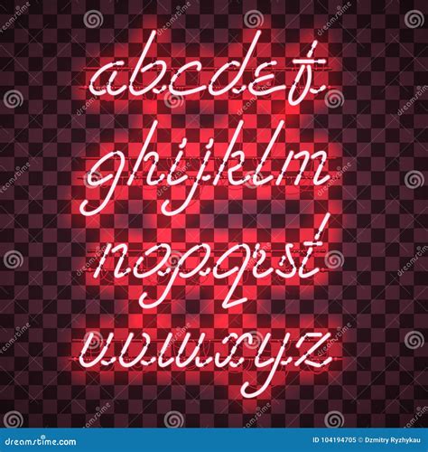 Glowing Red Neon Lowercase Script Font Stock Vector Illustration Of