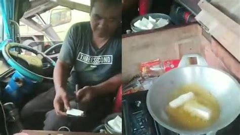 Aksi Kocak Sopir Truk Bikin Gorengan Di Dalam Kabin Ini Viral Biar