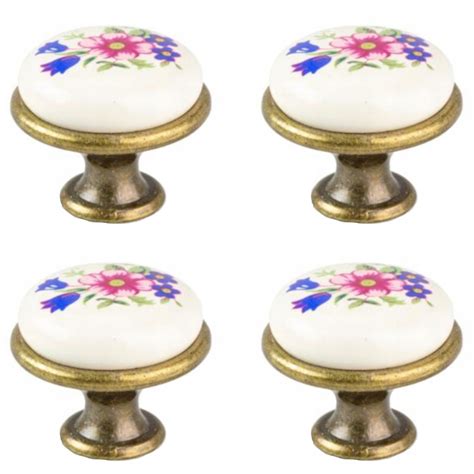 4x GAŁKA MEBLOWA UCHWYT DO MEBLI SZAFKI SZUFLADY RETRO PORCELANA