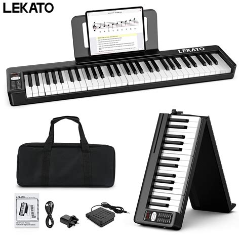 楽天市場新品20時から25オフ1年保証 LEKATO 電子ピアノ 61鍵盤 セット キーボード 電子キーボード 折りたたみ 61