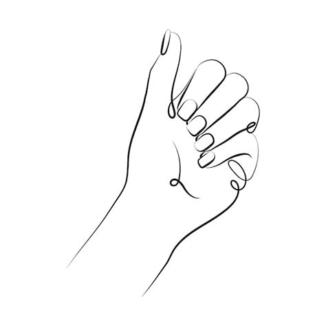 Mano manicura arte lineal dibujo de una línea Vector Premium