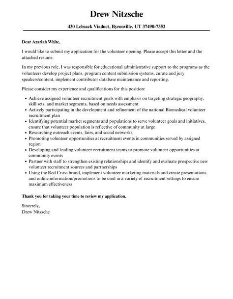 Volunteer Cover Letter Sample