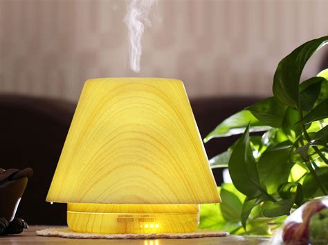 Diffuseur D Ar Mes Ultrasonique W Avec Led En Bois Jaune