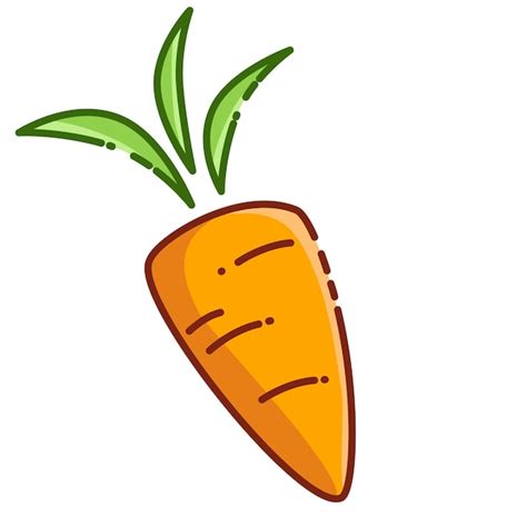 Dibujo De Una Zanahoria Con Hojas Verdes Vector Premium