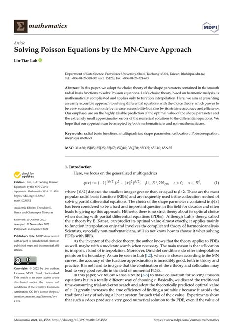 pdf solving poisson equations by the mn curve approach