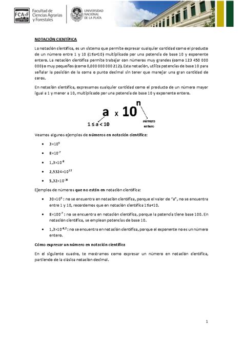 Unidad 1 Ejemplos resueltos Notaci Ã³n cient Ãfica NOTACIÓN