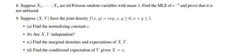 solved 8 suppose x1 ⋯ xn are iid poisson random variables