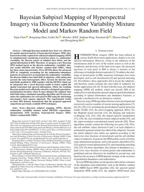 pdf bayesian sub pixel mapping of hyperspectral imagery via discrete endmember variability