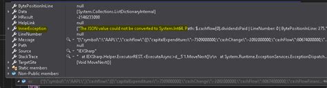 The JSON Value Could Not Be Converted To System Int64 Path