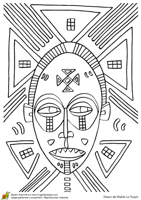 Coloriage Masque Africain Dents Pointues Sur Hugolescargot