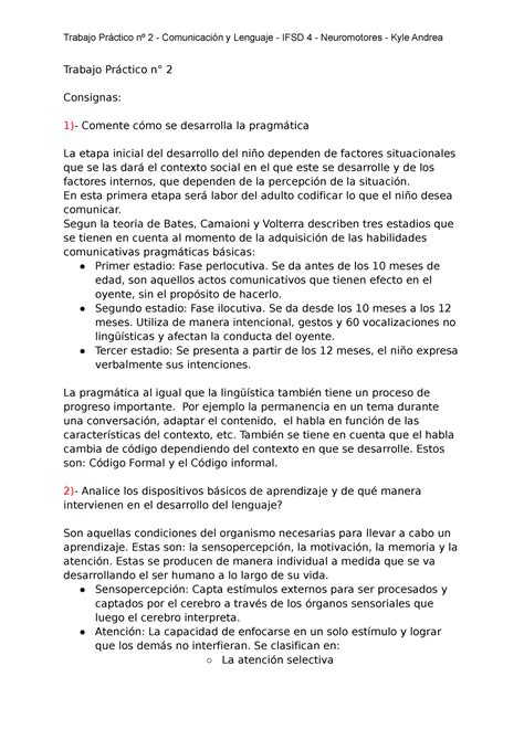 Trabajo Práctico n 2 comunicacion y lenguaje Trabajo Práctico nº 2
