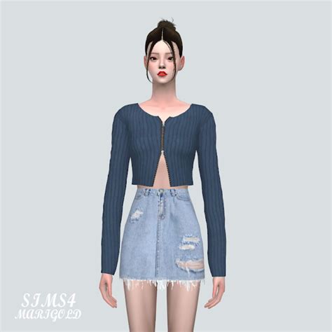 Knit Crop Cardigan JJJ At Marigold Sims 4 Updates