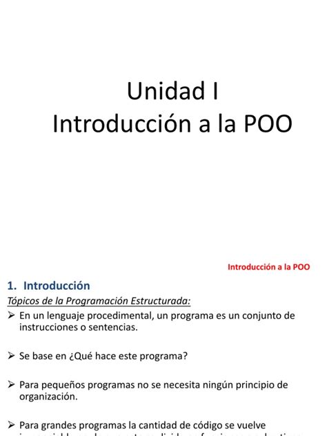 unidad 1 introducción a la poo pdf objeto informática programación orientada a objetos