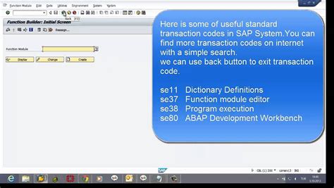 abap tutorial 2 transaction codes in sap system youtube