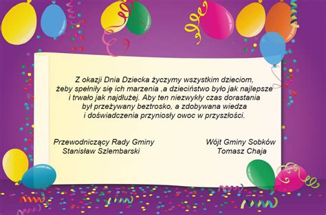 Życzenia z okazji Dnia Dziecka Aktualności Gminny Portal