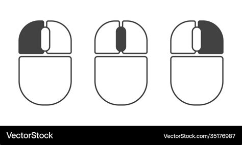 Computer Mouse Left And Right Click Scroll Wheel Vector Image