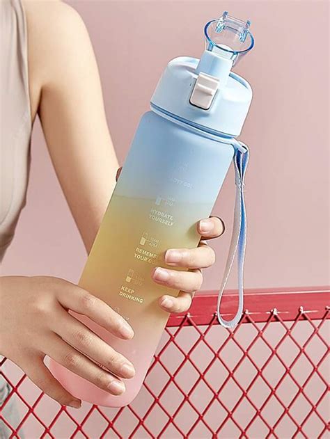 1 pièce Bouteille d eau graphique de lettre dégradé de 1000 ML