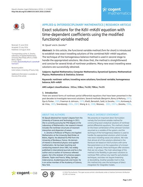 pdf exact solutions for the kdv mkdv equation with time dependent coefficients using the